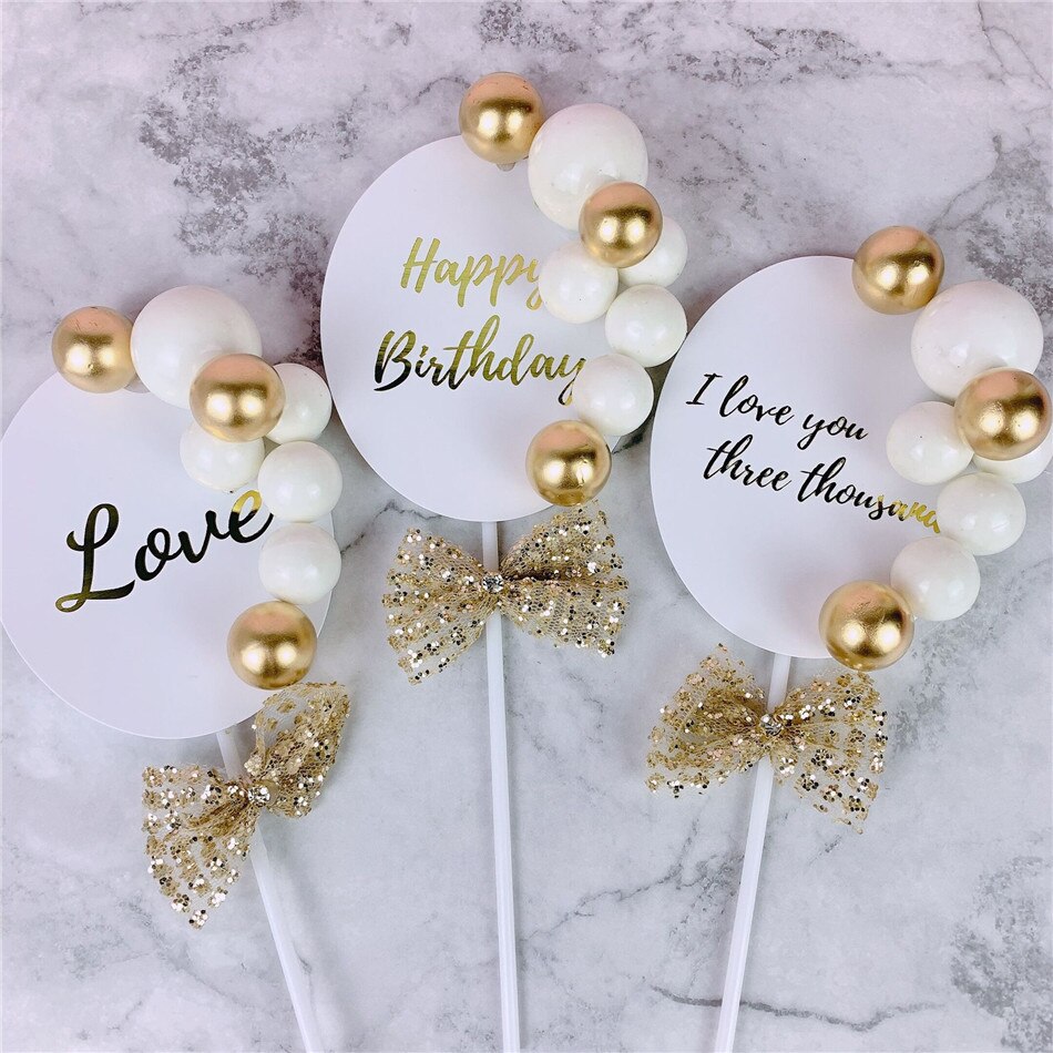 1PC Foil Love Happy Birthday Cake Toppers Cute Gol... – Vicedeal