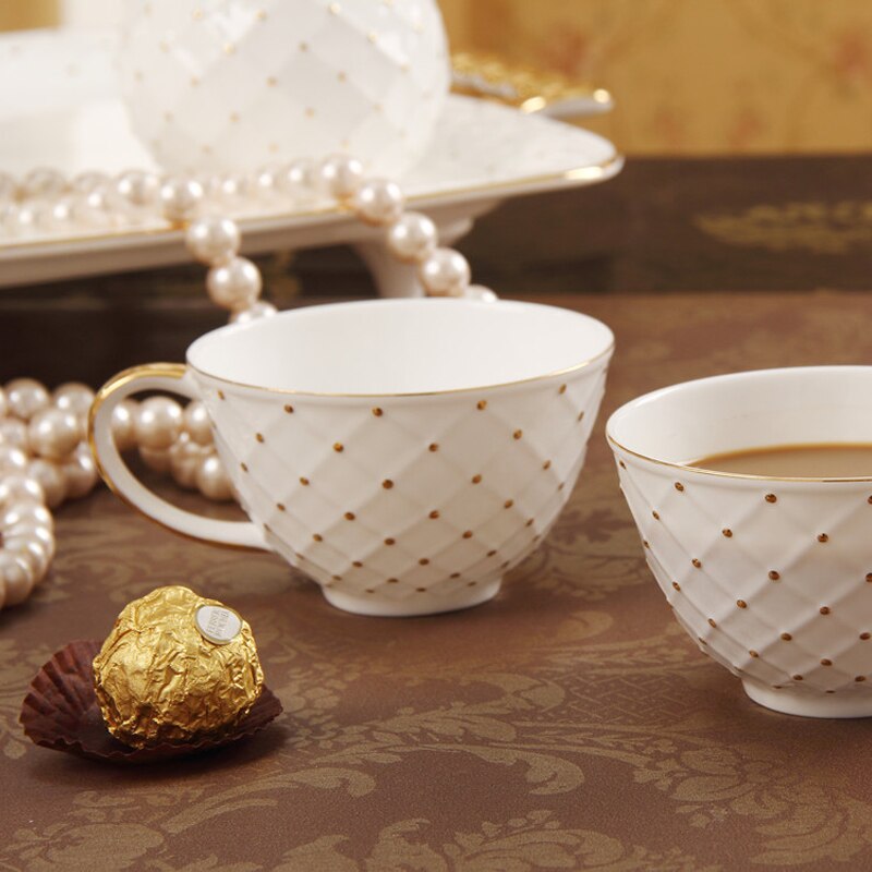 European Court Pearl Pattern Gold Point Coffee Cup... – Grandado