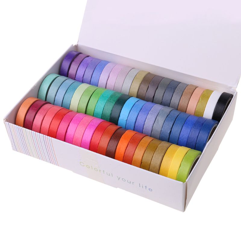 60 Rolls Washi Masking Tapes | 8mm Wide Colorful D... – Grandado