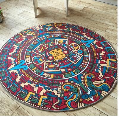 The Maya personality totem carpet folk style round... – Grandado