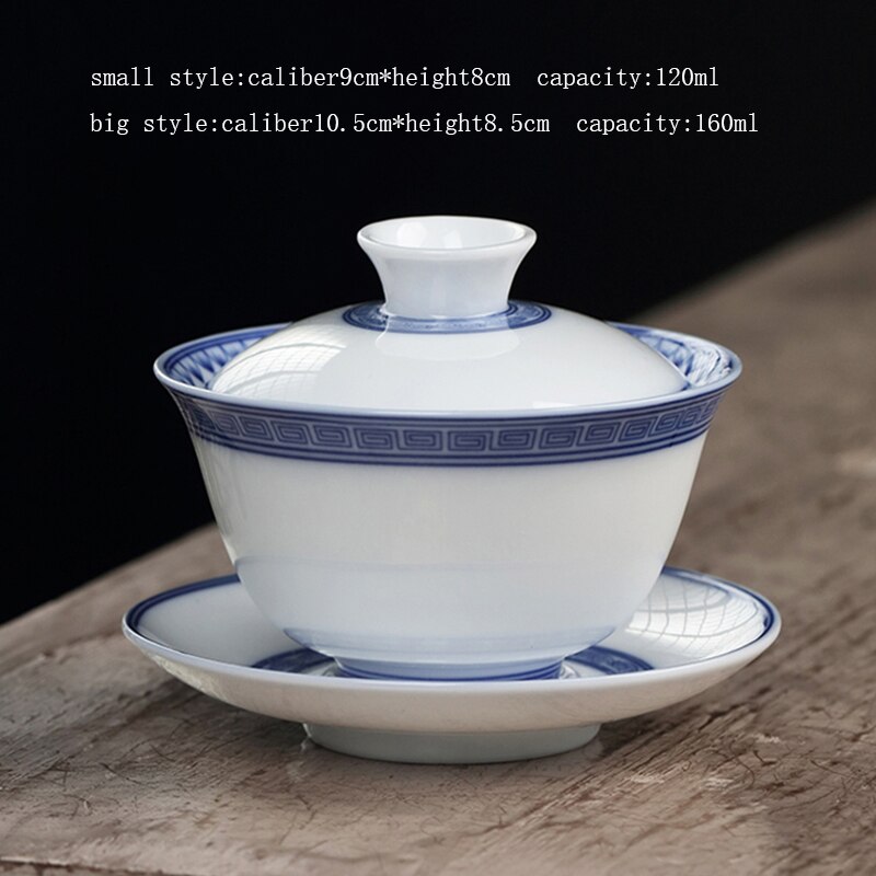 Chinese Style Tea Bowl Ceramic Blue and White Porc... – Grandado