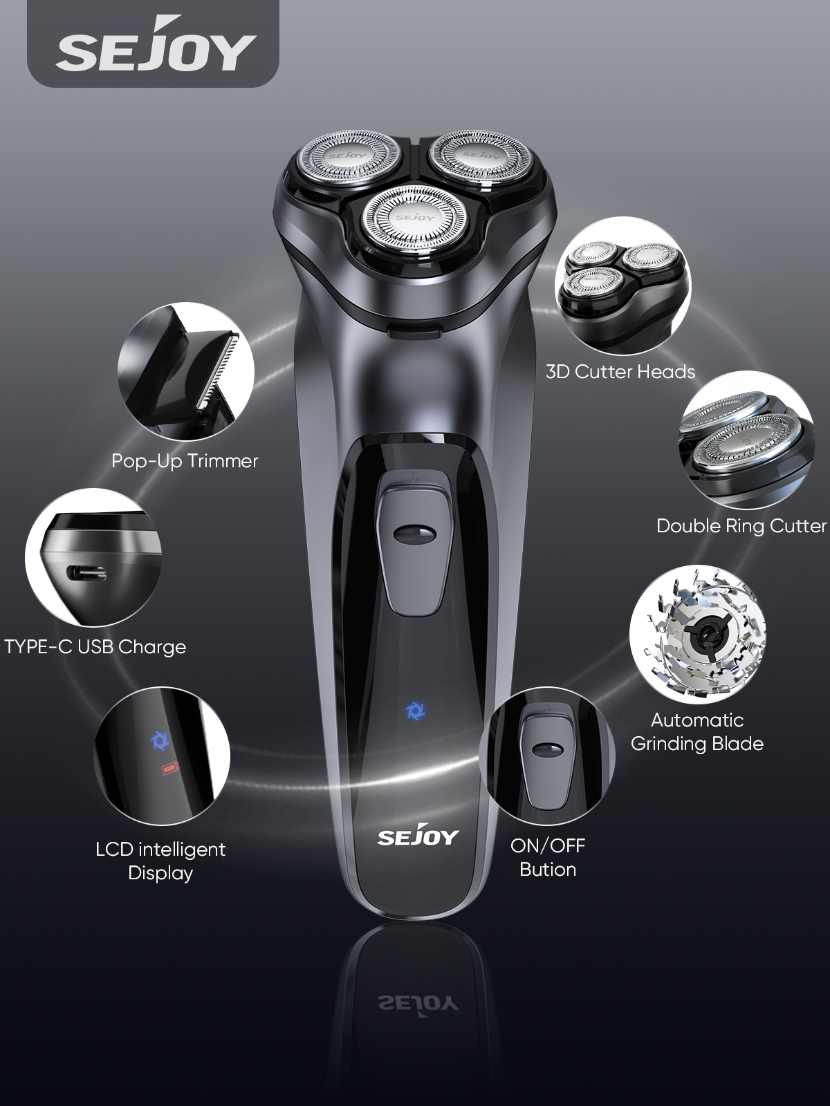 Sejoy Beard Shavers for Men Electric Razor Cordles... – Grandado