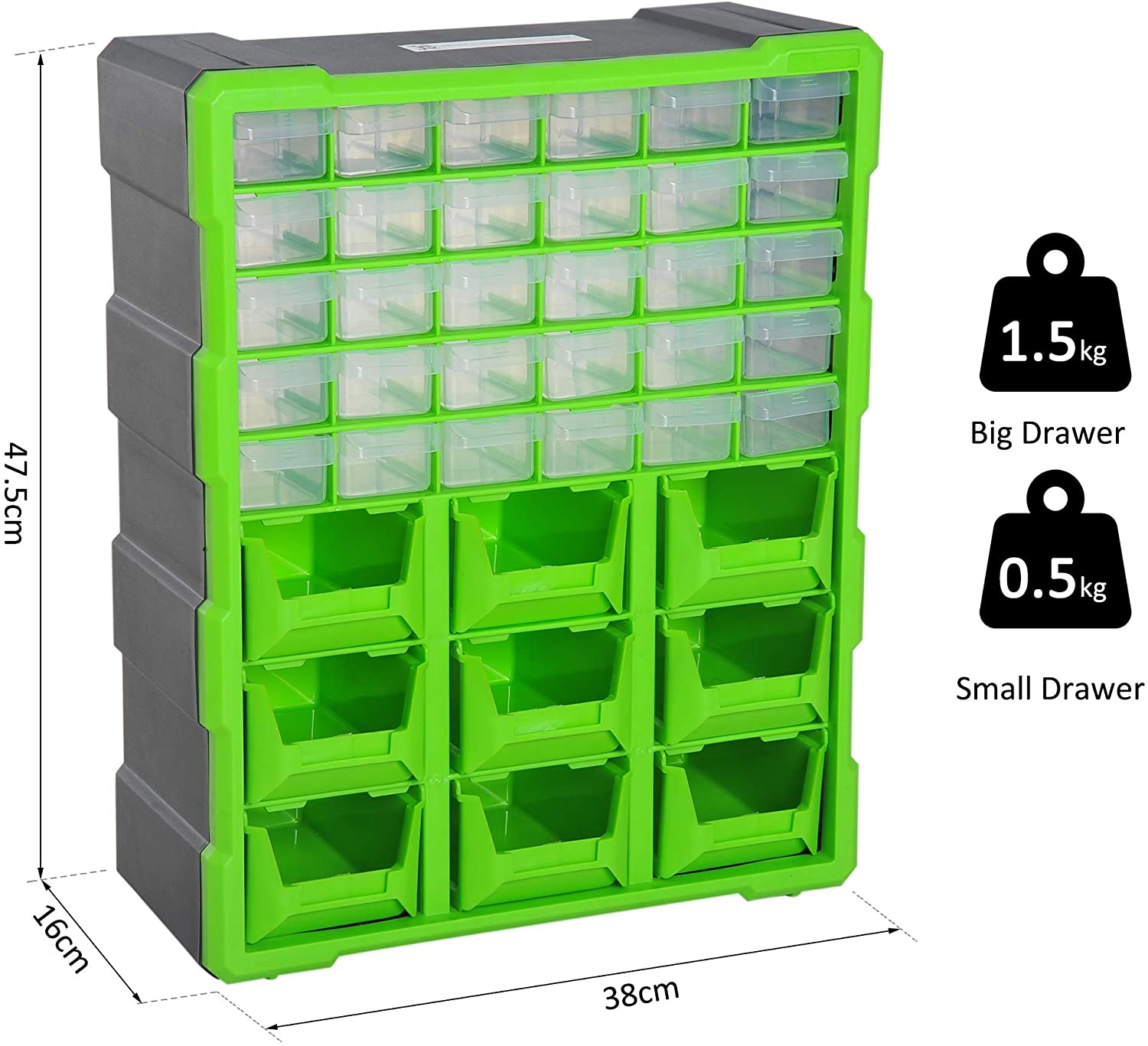 Plastic 39 Drawer Parts Organiser Wall Mount Stora... – Grandado