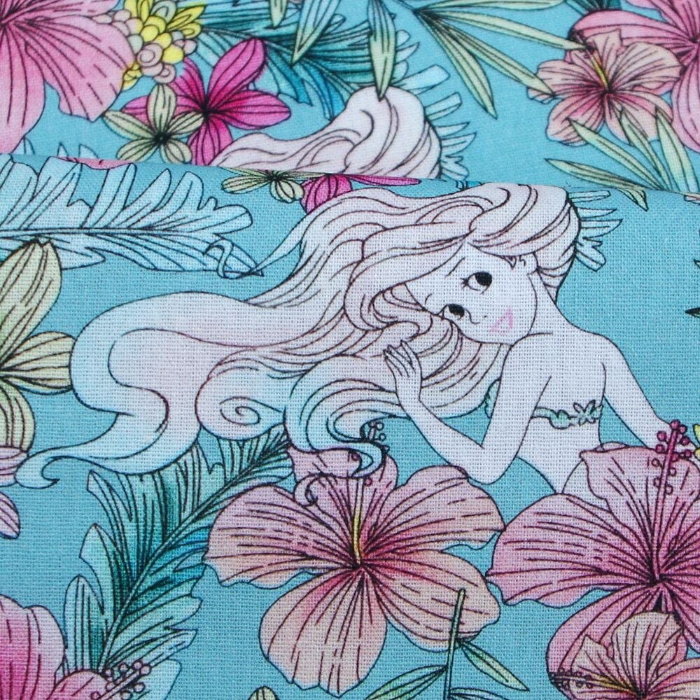 1 yard Cotton Woven Fabric - Girl and Flower (widt... – Grandado