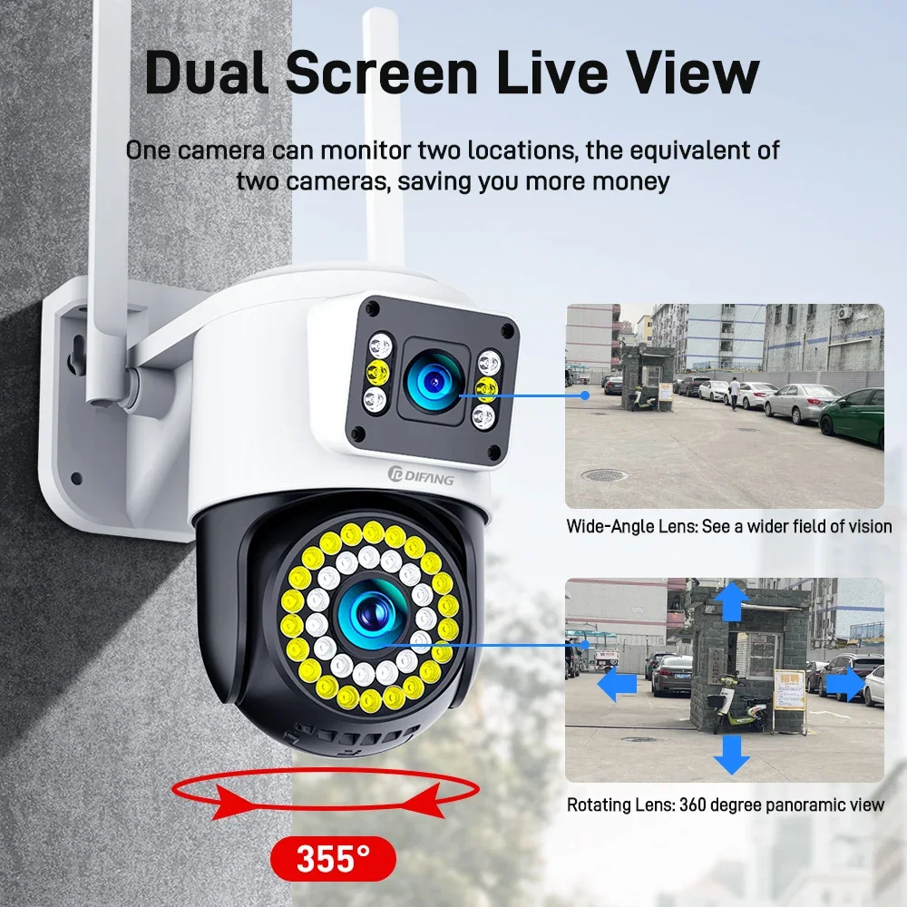 DIFANG WIFI 4K Camera Dual Lens Wifi Camera 8MP Du... – Vicedeal