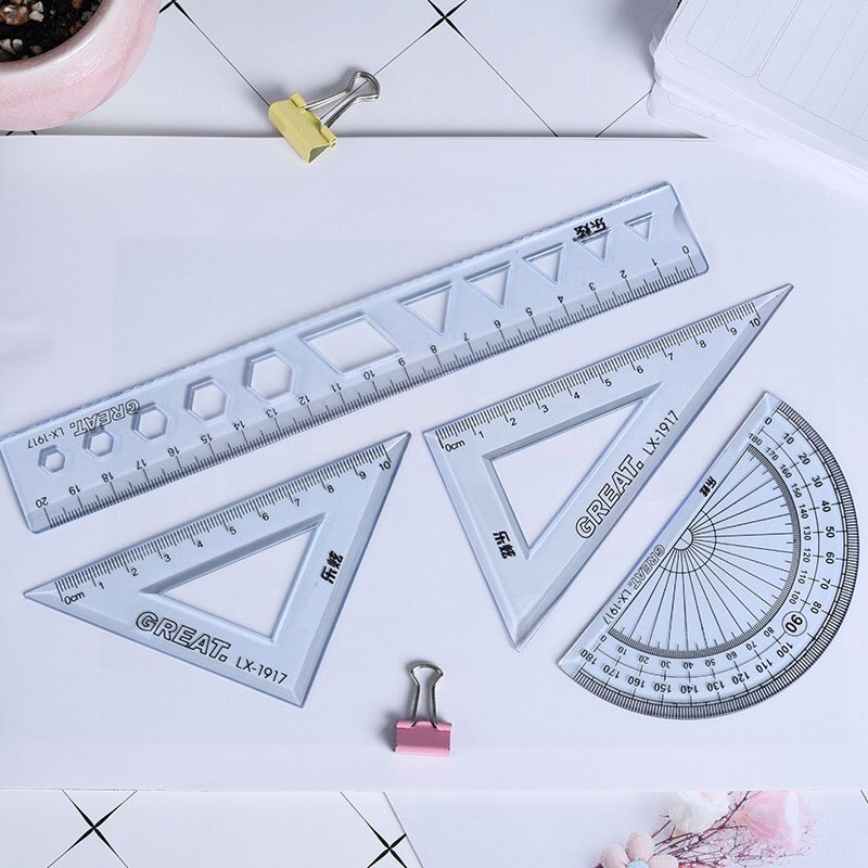 4PCS/Set Drawing Ruler Measurement Geometry Triang... – Grandado