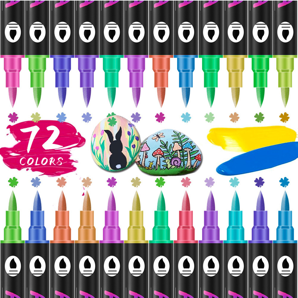 Acrylic Color Marker Soft Dual Head 12/24/36 Pcs S... – Grandado