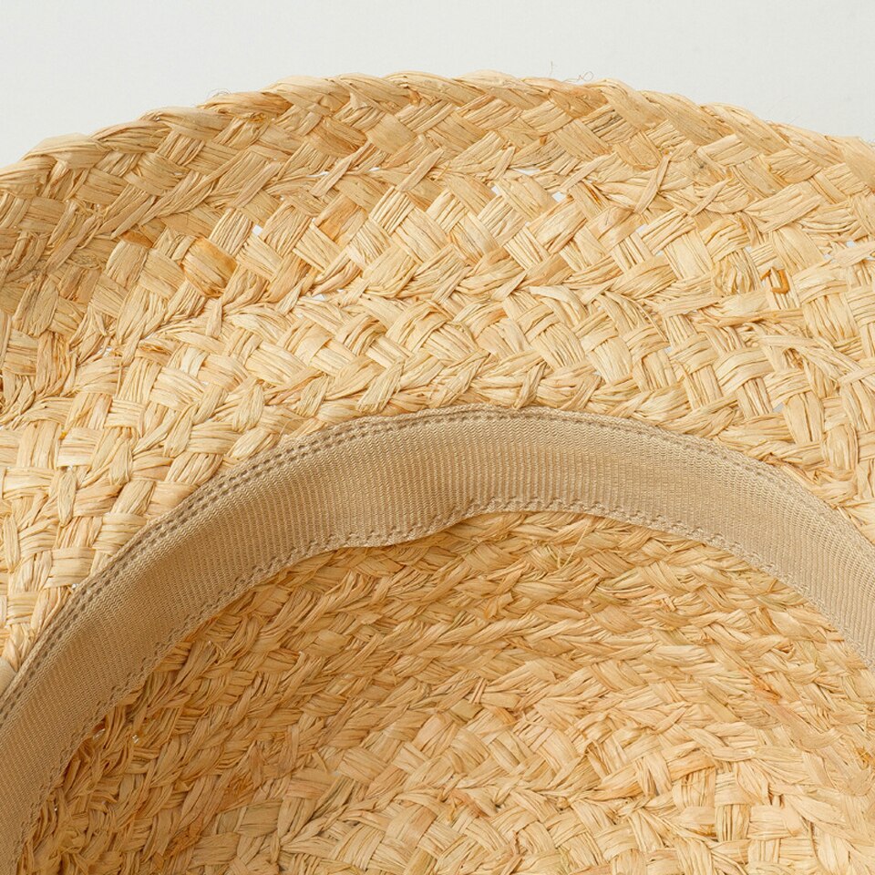 Hand-made Raffia Straw Hat For Kids Retro Flat Top... – Grandado