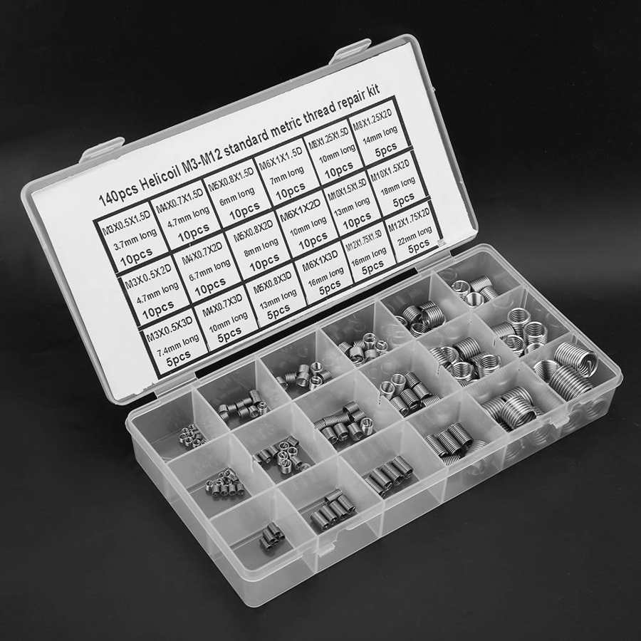 140Pcs M3 ~ M12 Draad Insert Roestvrij Staaldraad ... – Vicedeal