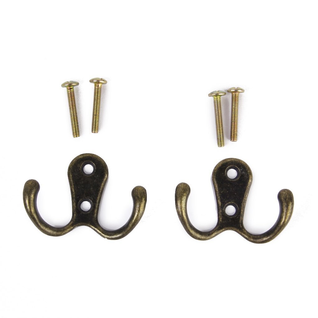 2 X Schroef Haak Retro Metalen Dubbele Haak Metale... – Grandado