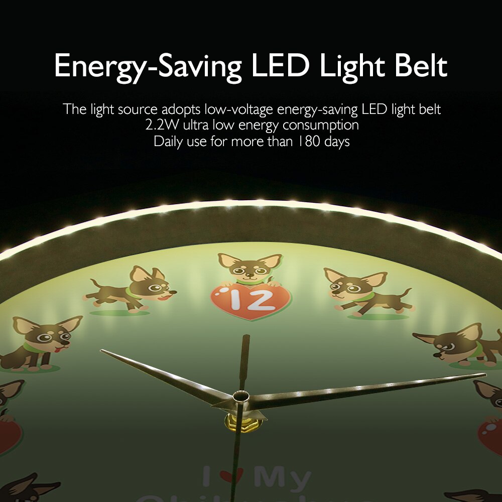 Chihuahua Wall Clock with LED Illumination Cute Ch... – Grandado