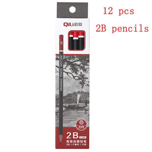 12 Pcs 2B HB 2H Pencil Sketching Drawing Set Kit S... – Grandado