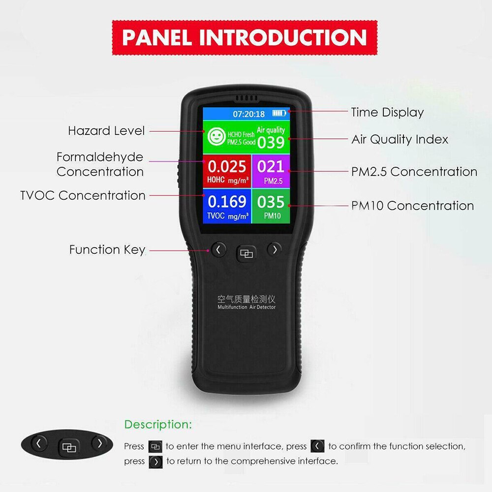 8 In 1 Detector Luchtkwaliteit Monitor PM2.5 PM10 ... – Grandado