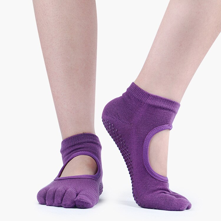 7 Color Open back Yoga socks antiskid socks five f... – Grandado