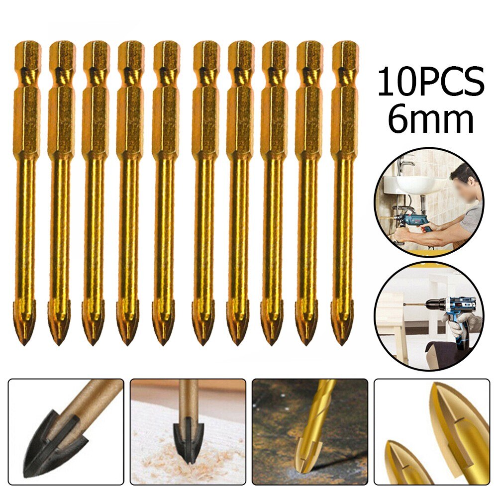 5/10pcs 6mm Hex Shank Golden Cross Bits Titanium C... – Grandado