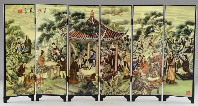 Asian Lacquer Ware Old Lanting Juxian Painting Han... – Grandado