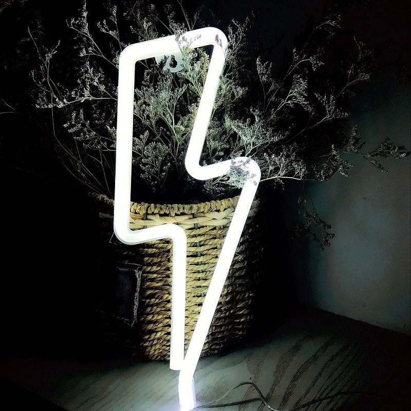 LED Neon Sign Lightning Shaped USB Battery Operate... – Vicedeal