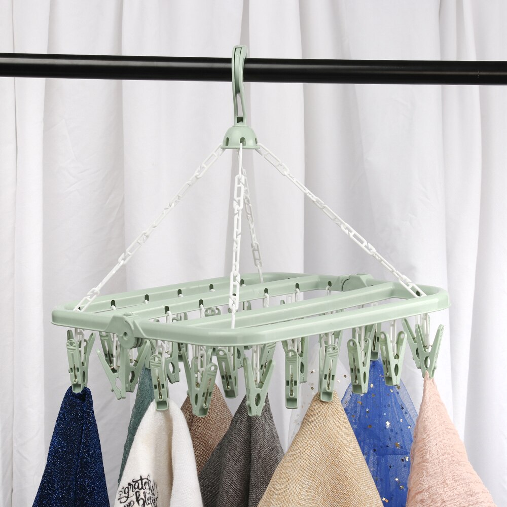 32 Peg Clothespin Dryer Washing Line Folding Airer... – Grandado