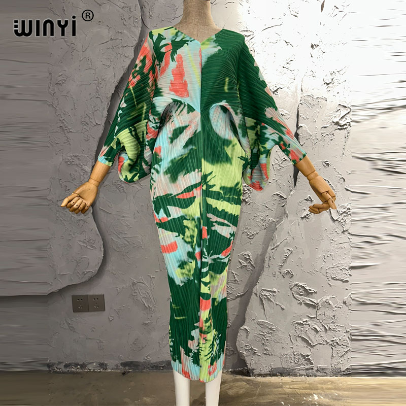 2023 Winyi Geplooide Losse Jurk Vrouwen Geometrisc... – Vicedeal