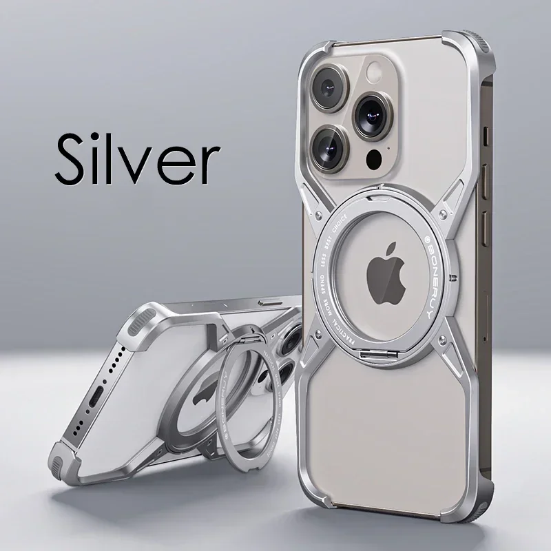 Metalen Aluminium MagSafe Stand Telefoon Case Voor... – Vicedeal