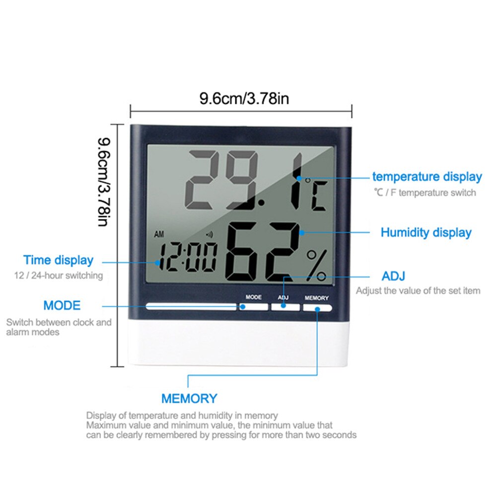 Large Screen Wall Digital Clock Home Office Thermo... – Vicedeal