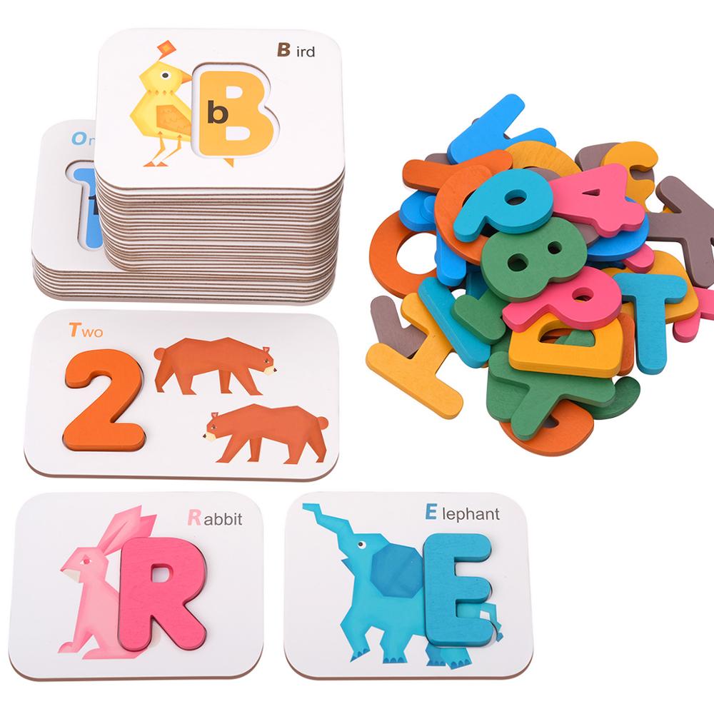 Alphabets and Numbers Flash Cards,Wooden Toys Lett... – Grandado