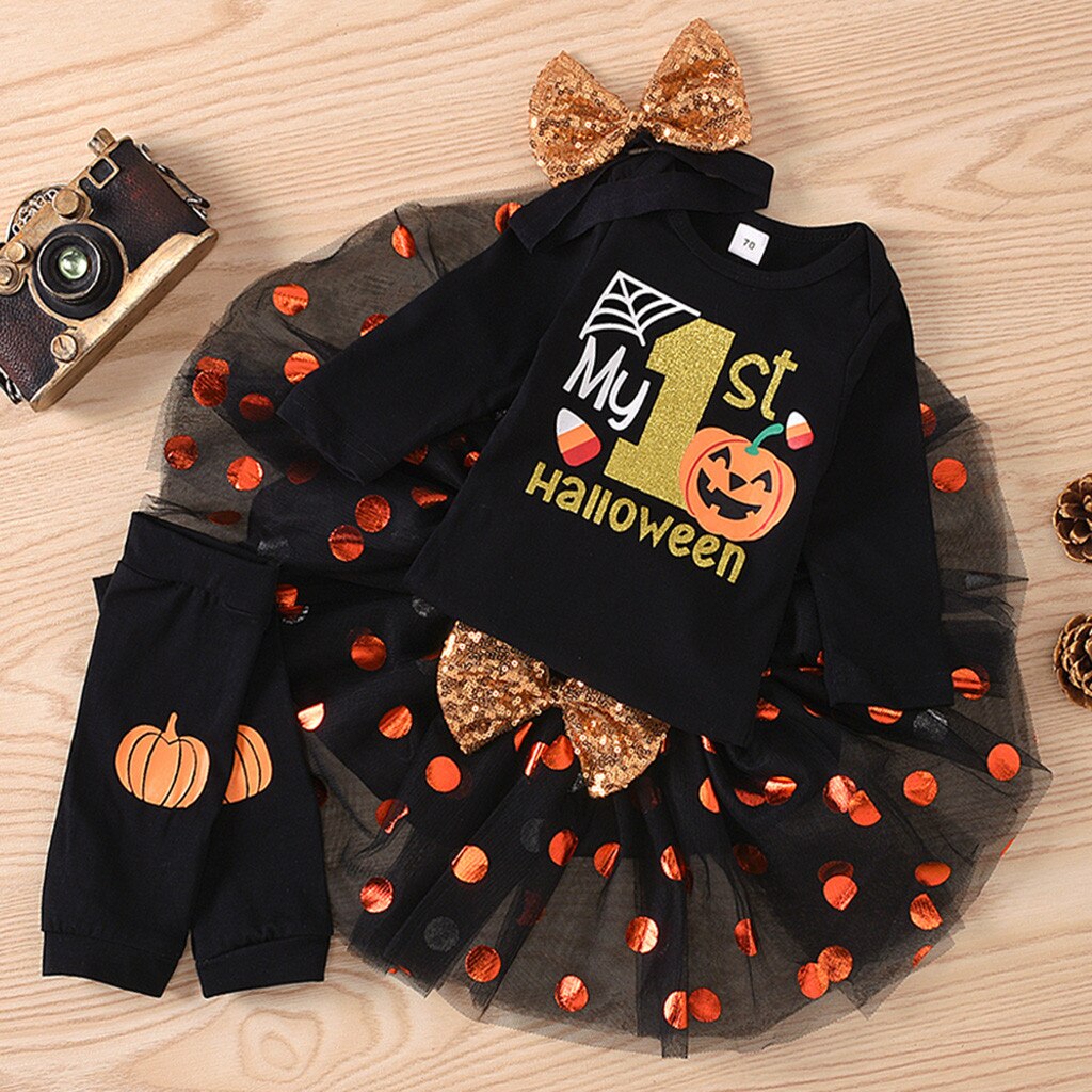 Ensemble imprimé Halloween pour bébés filles, barb... – Grandado