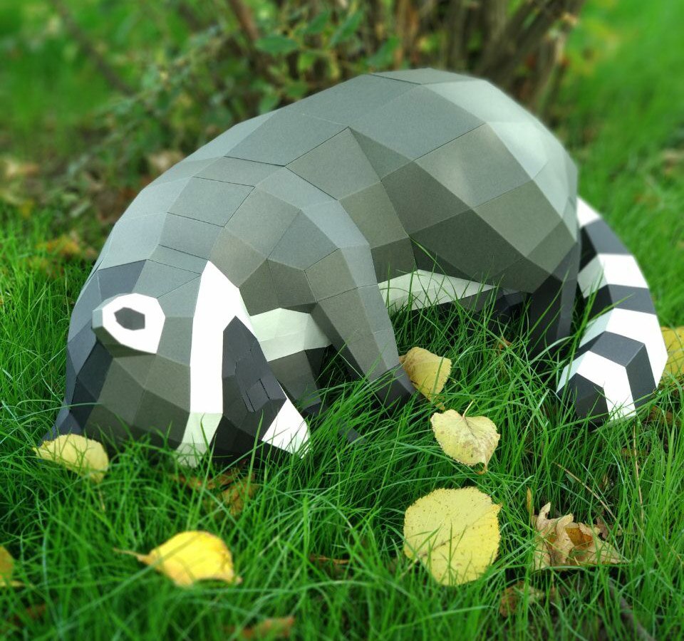 Mapache durmiendo Animal 3D hecho a mano modelo de... – Grandado