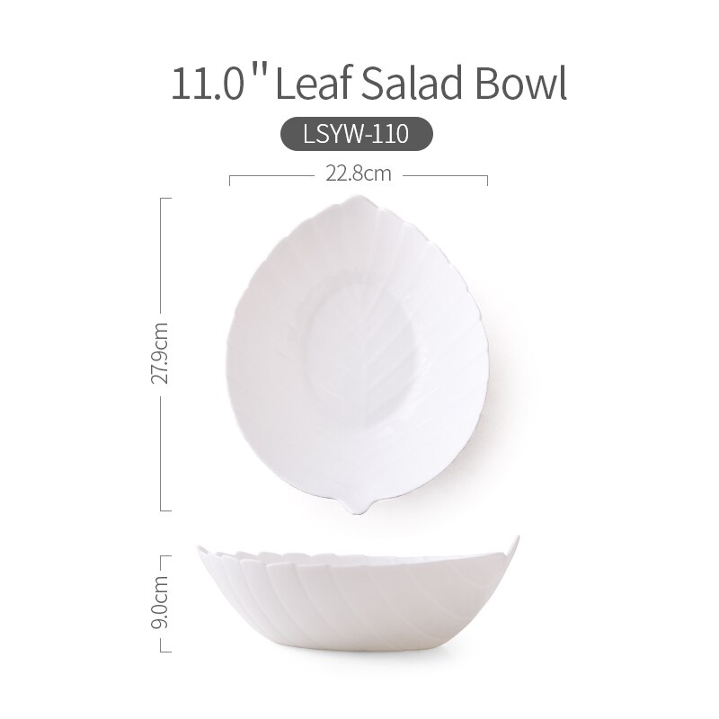 1pc Leaf Bowl White Opal Glass Porcelain Deep Dish... – Vicedeal