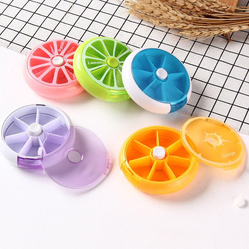 Rotating 7 Day Pill Container Lemon Pill Box Split... – Grandado