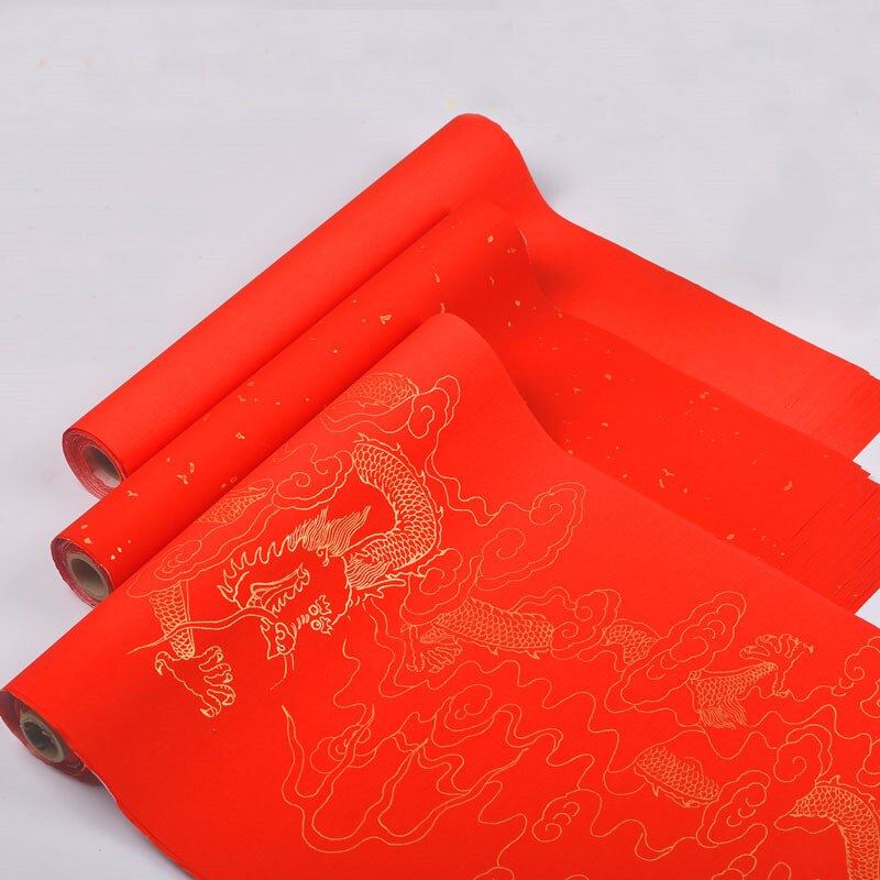 Sprinkling gold dragon pattern rice paper red thic... – Vicedeal