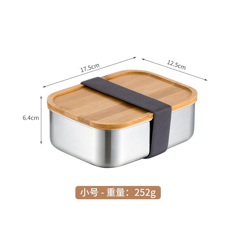304 stainless steel bamboo wooden cover lunch box ... – Grandado