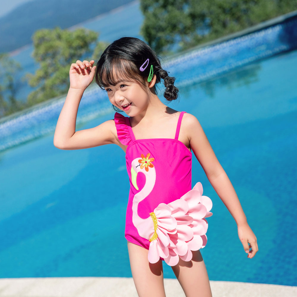 Girls One Piece Swimwear Sleeveless Birdie Three-D... – Vicedeal