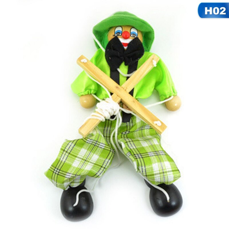 Funny Colorful Pull String Puppet Clown Wooden Marionette Handcraft ...