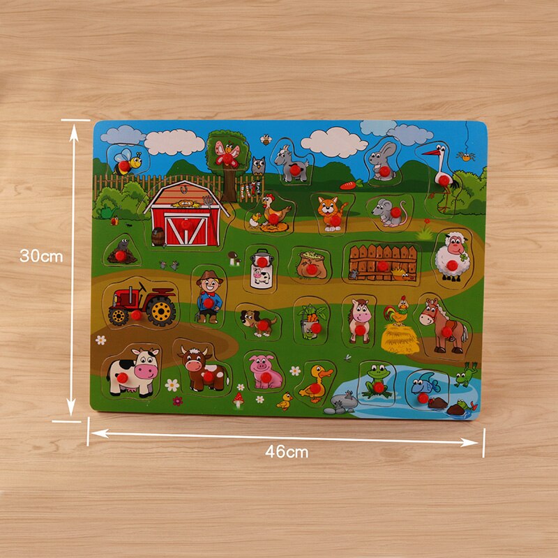 Wood Baby hand-grip jigsaw Puzzle infant early edu... – Grandado