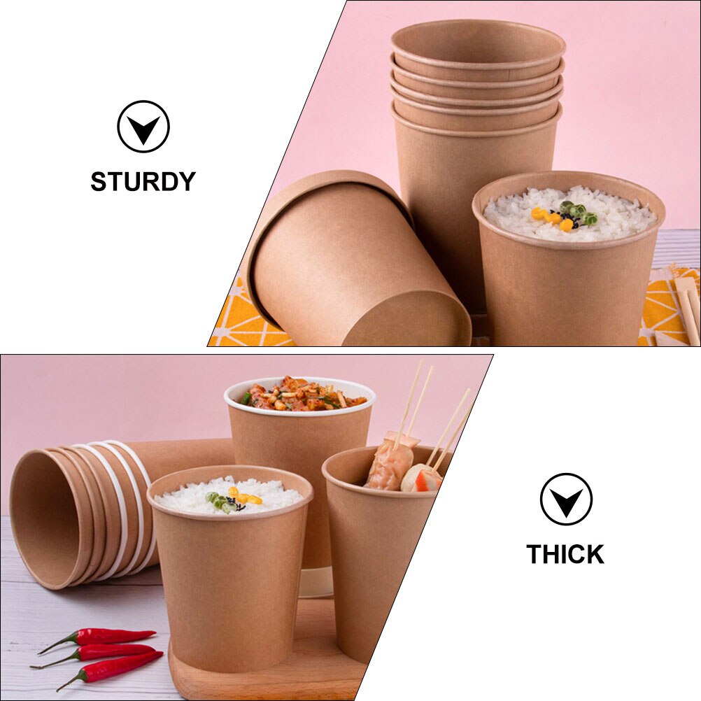 25 Sets Kraft Paper Packing Cups Porridge Cups Tak... – Grandado