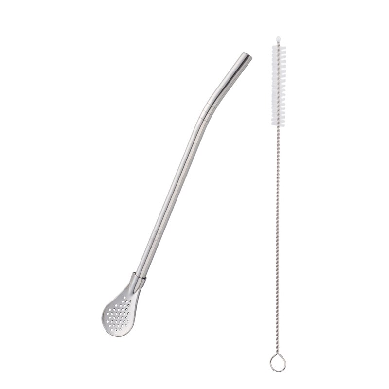 1Pc Afneembare Rietje Lepel Rvs Rietje Met Borstel... – Vicedeal