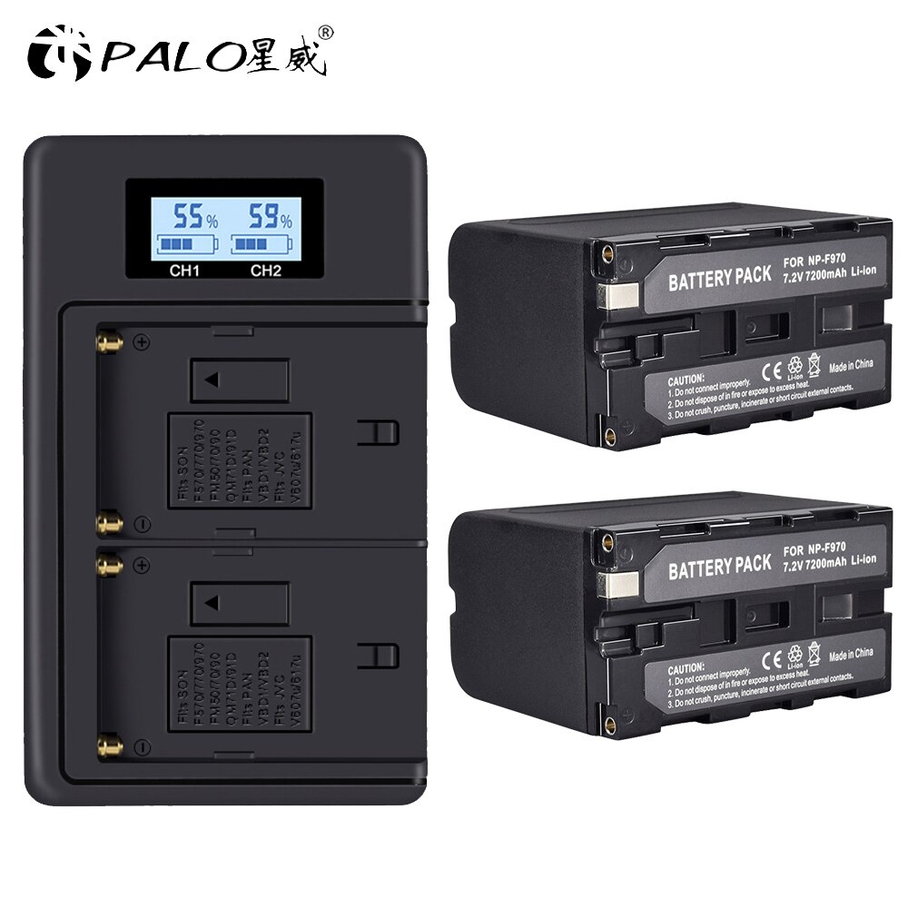 2Pcs 7200Mah NP-F970 Np F960 F970 Power Display Ba... – Grandado