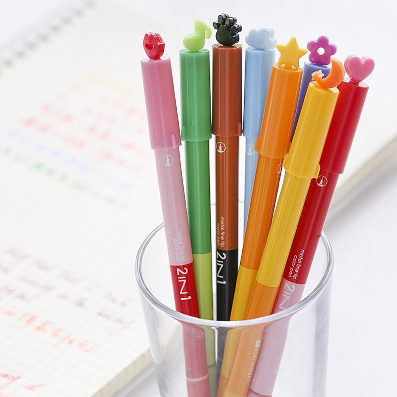 8pcs 2 In 1 Color Pens Dual Side Fine Tip Gel Ink ... – Grandado