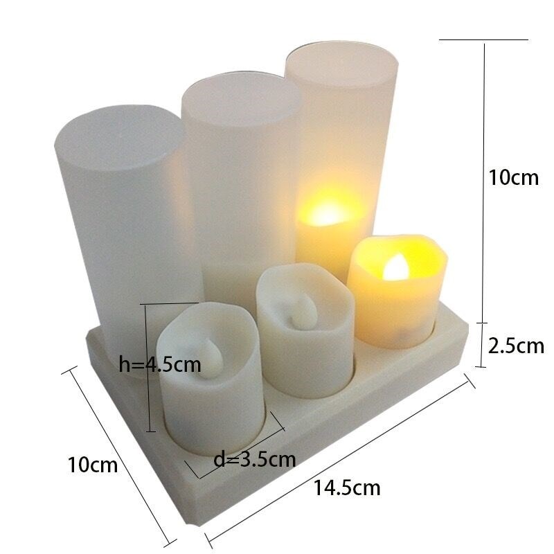 Sett of 6 oppladbare flammeløse bølgete kantlys m... – Grandado