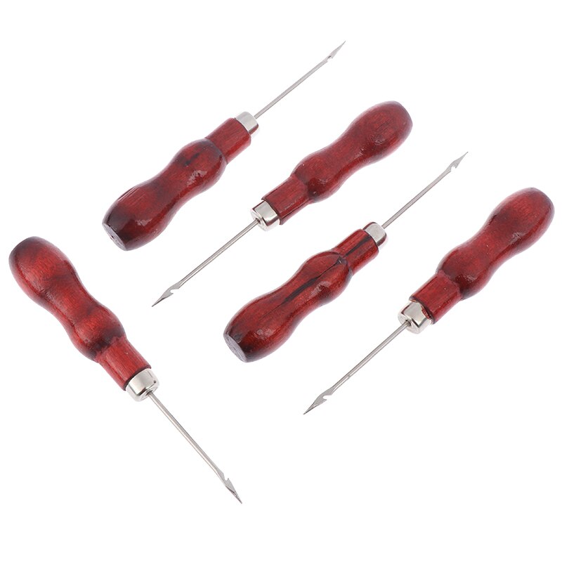 5Pcs Red Wooden Handle Sewing Awl Hand Stitcher Le... – Grandado