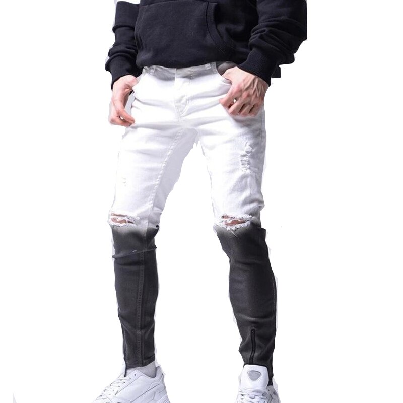 2021New Gradient Color Ripped Jeans Men Casual Des... – Grandado