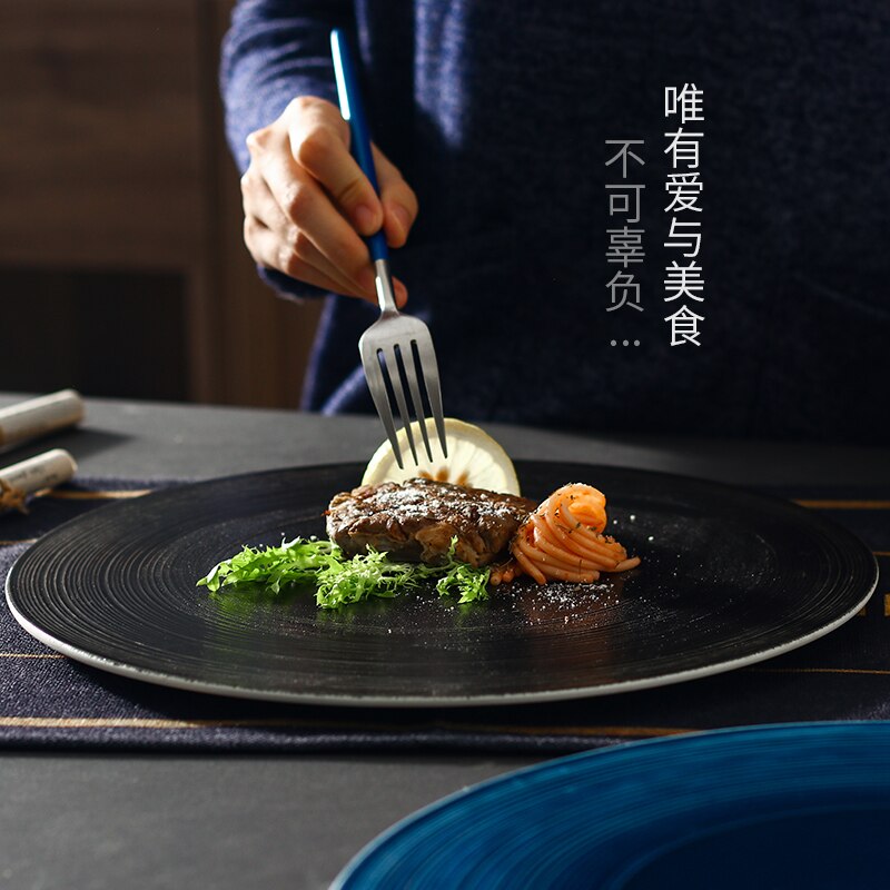 Ceramic tableware flat plate western food plate la... – Grandado