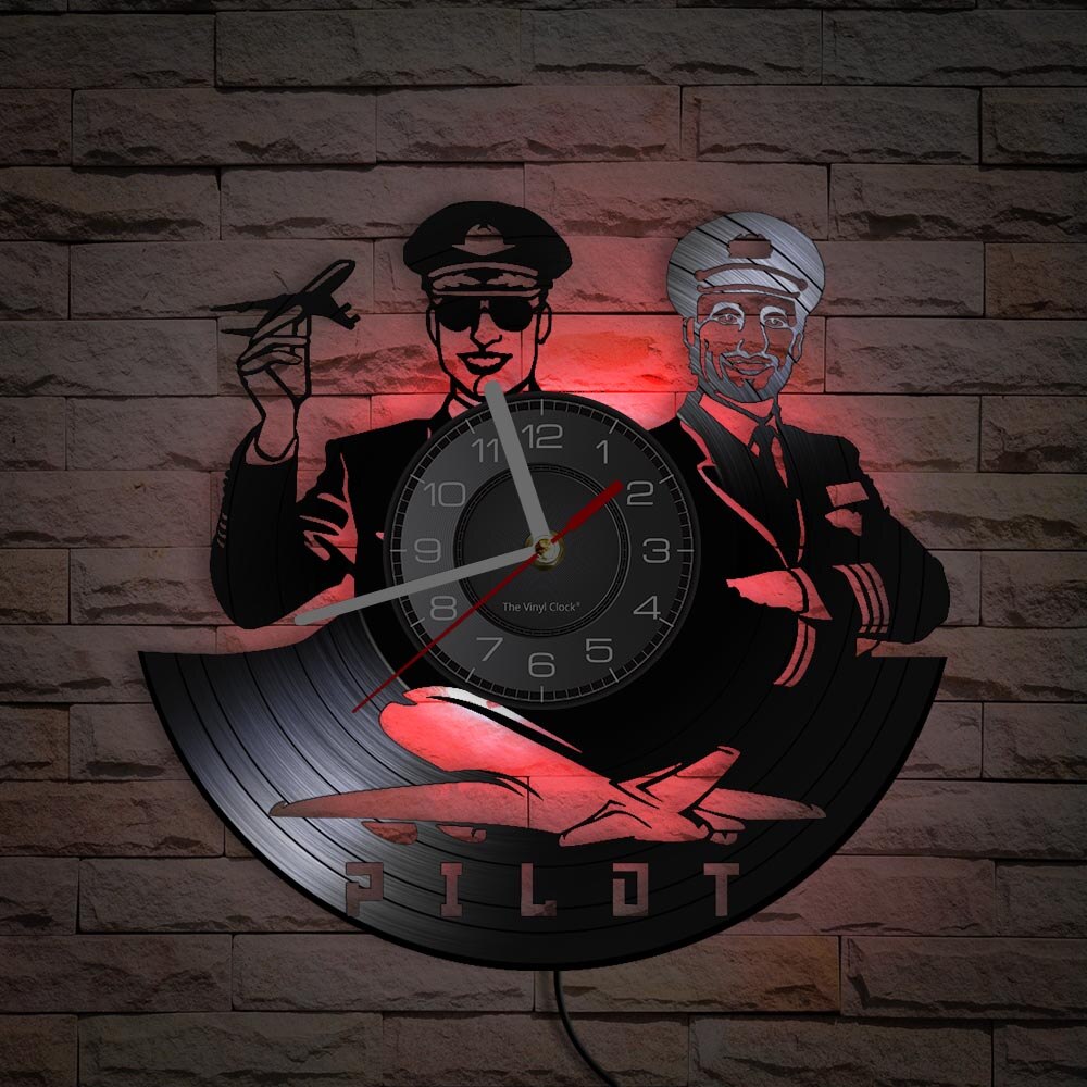 Flight Attendant Vinyl Record Wall Clock Pilot Hom... – Grandado