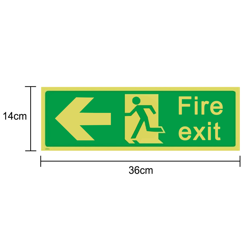 8pcs Photoluminescent Fire Exit Sign 300x100mm Pla... – Grandado