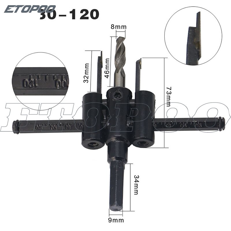 Alloy 120mm/200mm/300mm Drills Adjust Circle Hole ... – Grandado