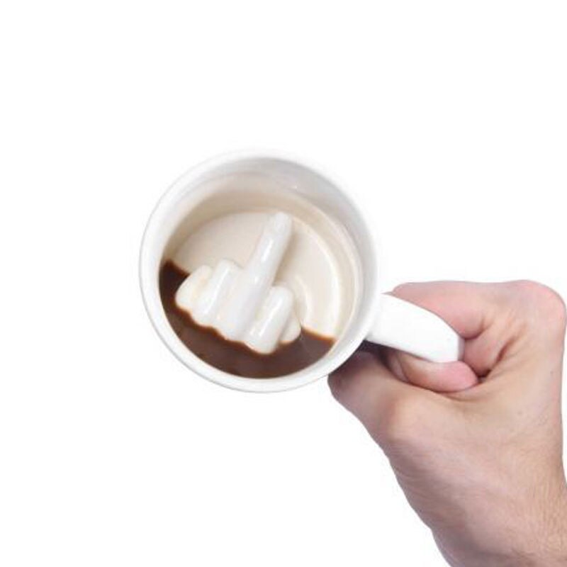White Middle Finger Style Novelty Mixing Coffee Mi... – Grandado
