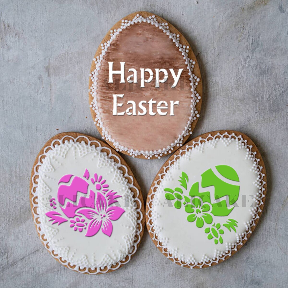 3Pcs Easter Egg Shape Cake Stencil Biscuits Templa... – Grandado