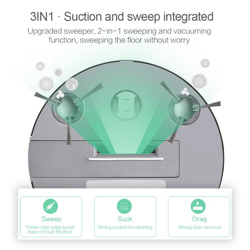 1800Pa Self Navigated Rechargeable Smart Sweeping ... – Grandado