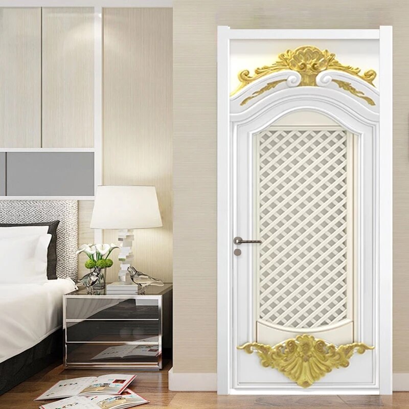 European Embossed Feeling Door Stickers Home Decor... – Grandado